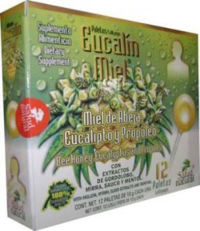 PALETA EUCALIN MIEL 12 PZS SALUD NATURAL